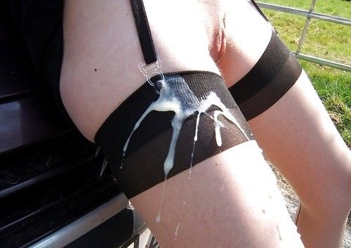Cum On Thigh Highs Outdoors Helicalust