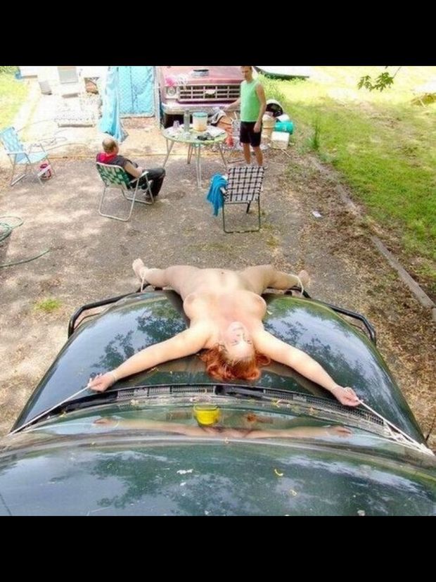 Redneck Weekend Bound To The Hood Of The Pickup Gthang