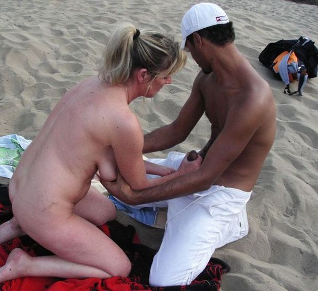 Handjob At The Beach Interracialcuckold