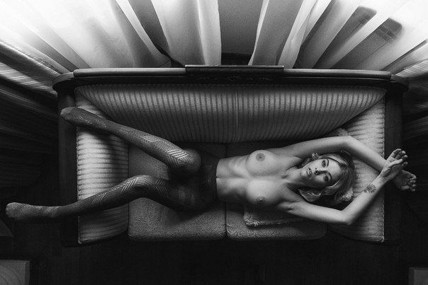 Art Nude Overhead View Laying On Couch Skasem