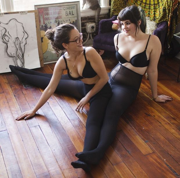 Flirty Lesbians In Black Tights Nylonjunkie