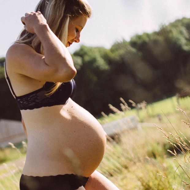 Gazing At Her Belly Kathrynleigh