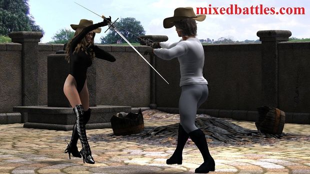 Swordplay Duel Woman Vs Man Q1911