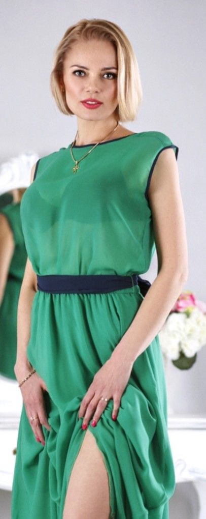 Black Bra Through Green Sheer Dress Curiousandhorny