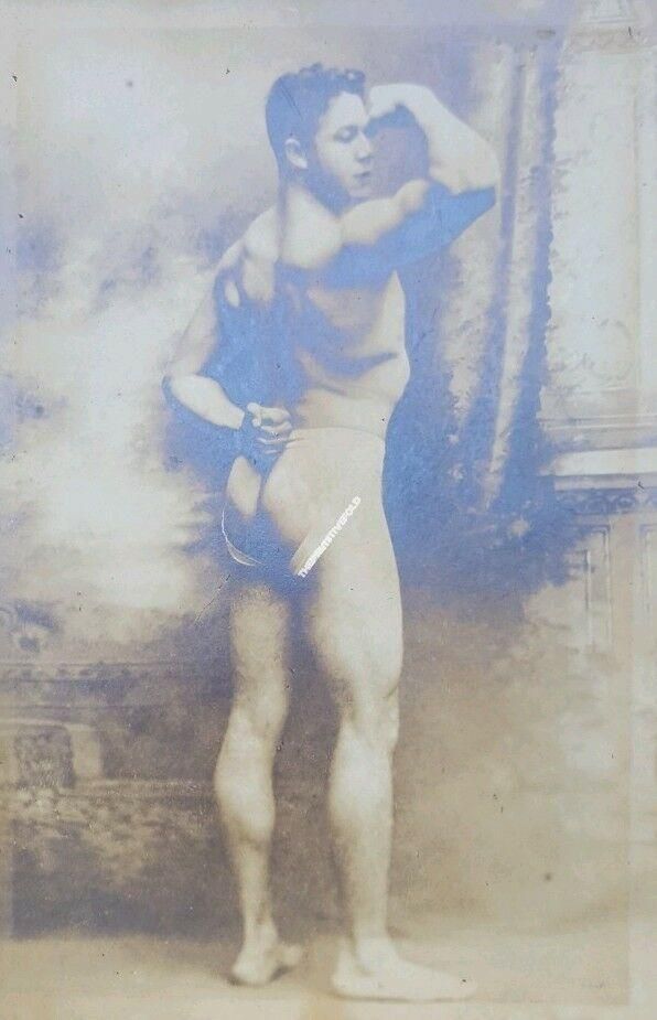 Antique Vintage Artistc Nude Dude Muscle Man Phnix