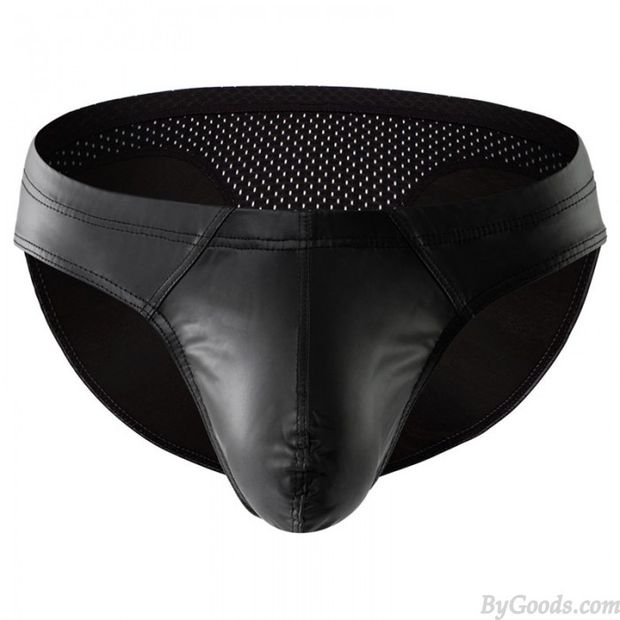 Sexy Faux Leather Bulge Pouch Thongs Briefs Mens Lilywendy