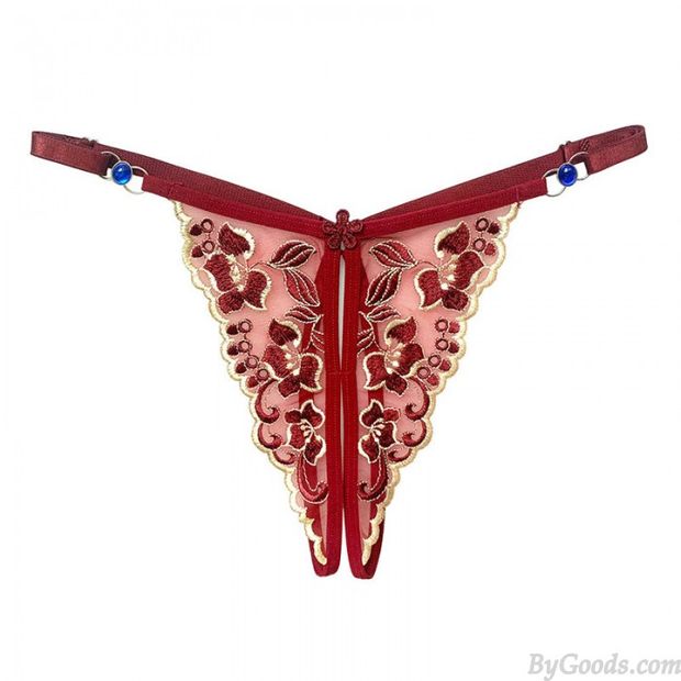 Sexy Sin Entrepierna Bordado De Flores Tanga Hueco Lilywendy