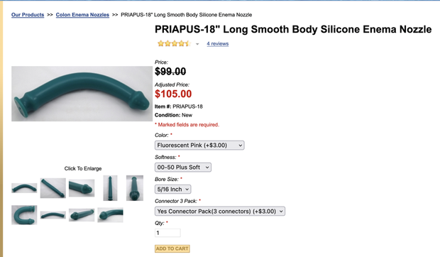 Priapus 18 Long Smooth Body Silicone Enema Nozzle Damrockefeller