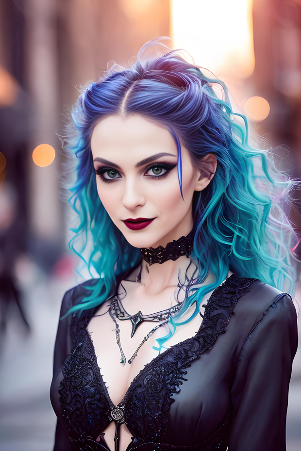 Blue Haired Goth Goddess Boobcock