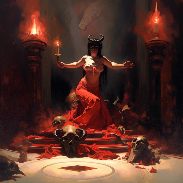 Satanic Priestess Performing Ritual Midwestslutatti