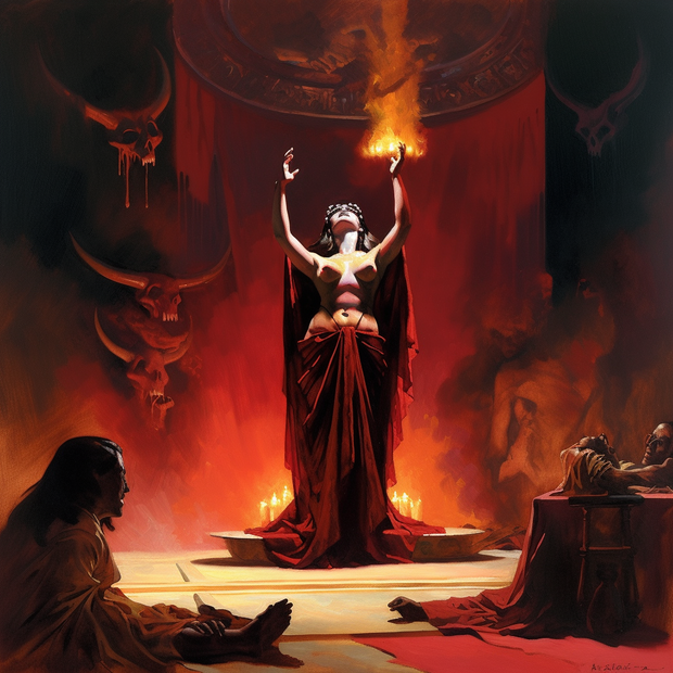 Curvy Nude Satanic Priestess Performing Occult Midwestslutatti