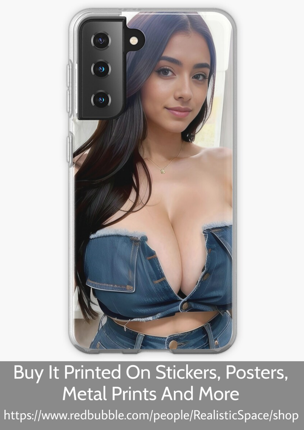 Sexy Busty Brunette Woman Printed On Samsung Realmmm