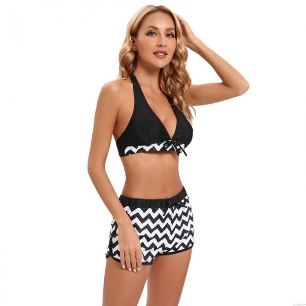 Sexy Welle Streifen Shorts Bh Zweiteiliges Set Lilywendy